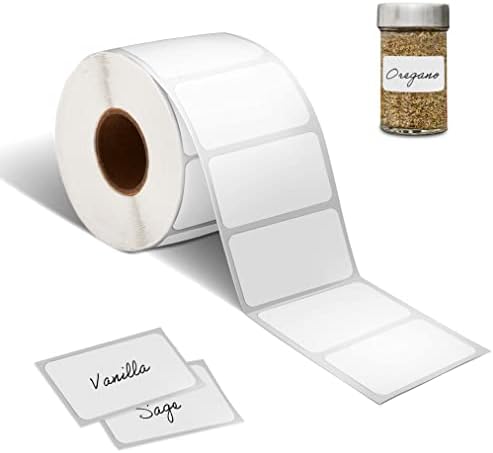 MERRIMEN Blank White Labels Stickers Roll of 500pcs - 89 x 36 mm | Self ...