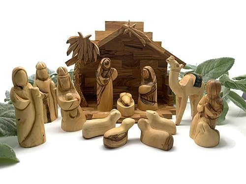 Amazon.com: Nativity Sets for Christmas Indoor, Olive Wood Nativity Set ...