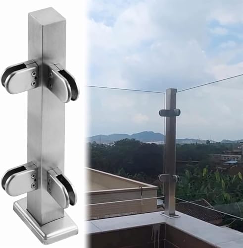Premium Glass Railing Kit - Vertical Clamp for Balustrades Patios Decks ...