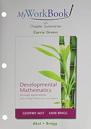 MyWorkBook for Developmental Mathematics through Applications Plus ...