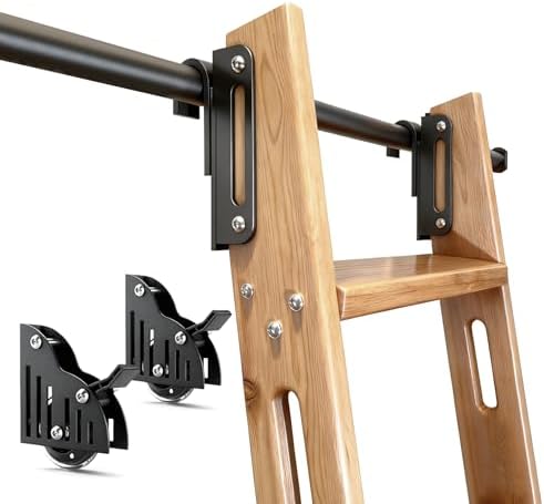 104RDHOUSE 6.6FT Sliding Library Ladder Hardware Kit,Black Telescopic ...