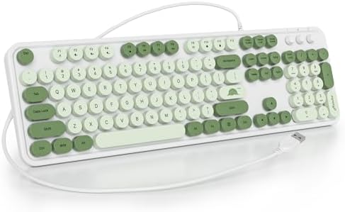 Ussixchare Wired Typewriter Keyboard Full Size Green Matcha Keyboard ...