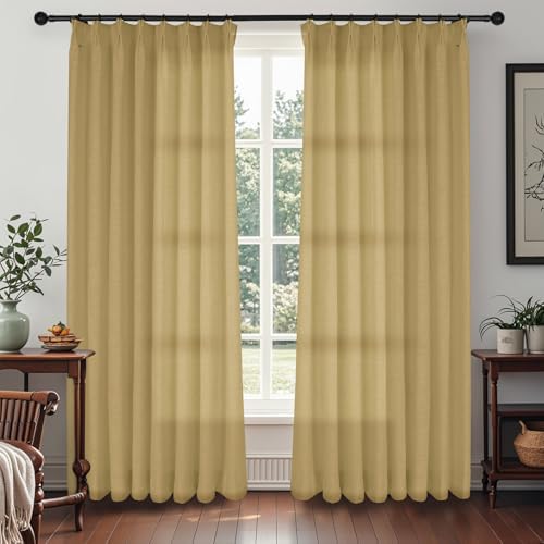 Amazon.com: LUSTROWIN French Pinch Pleated Drapes 84 inch Length ...