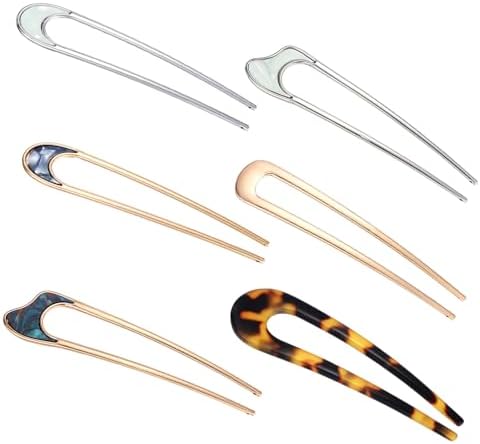 Amazon.com : 6 Pieces French Hair Pin for Women, Metal Hair Fork U ...