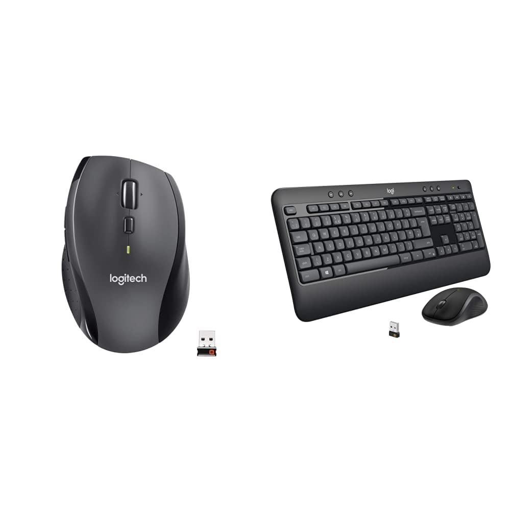 Logitech M705 Marathon Wireless Mouse - Black & MK540 Advanced Wireless ...