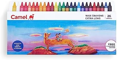 Camel Kokuyo Extra Long Wax Crayons, Gold, Silver, Pack Of 24 Shades ...
