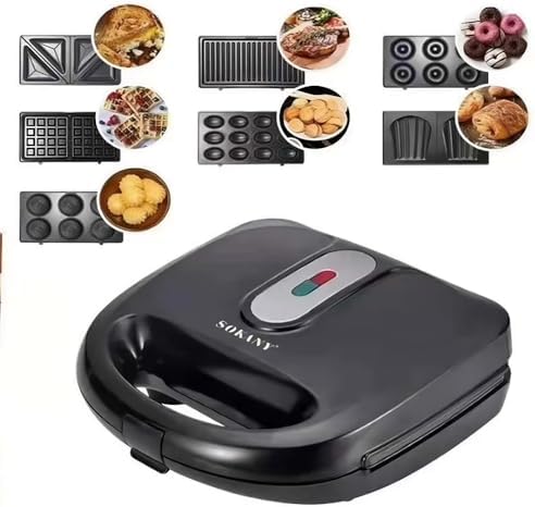 Amazon.com: Mini waflera eléctrica multifuncional con platos extraíbles ...