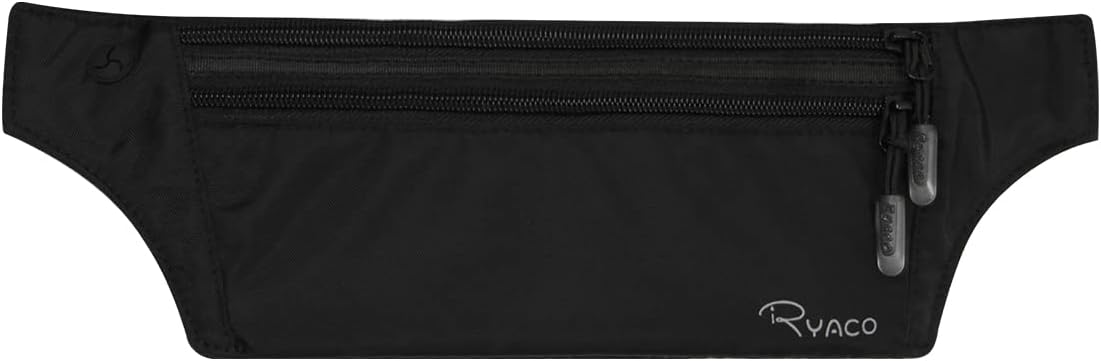 Amazon | RYACO セキュリティポーチ ウエストポーチ マネーベルト RFIDスキミング防止 3重ポケットパスポートホルダー 大容量 旅行小物 超軽量 超薄型 耐水性あり 揺れない ...