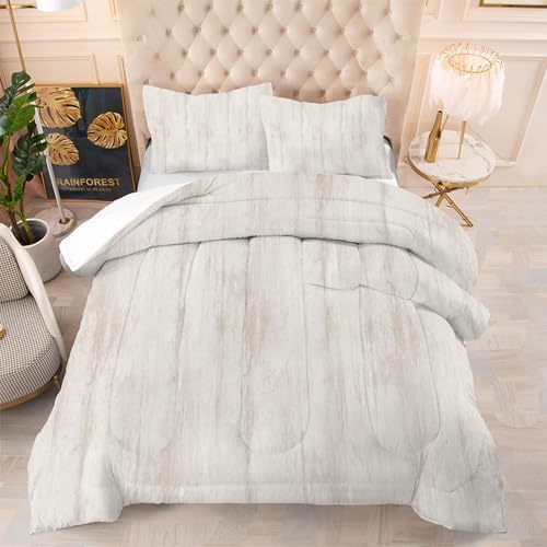 Amazon Edgzko Light Wood Grain Comforter Set Twin Size White