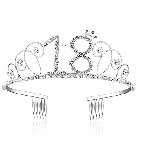 Buy Veewon 18th Birthday Tiara Crown Crystal Princess Crowns Happy ...