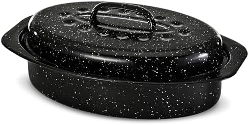 Amazon.com: Alpine Cuisine Enamel Oval Roaster | Carbon Steel Oval ...
