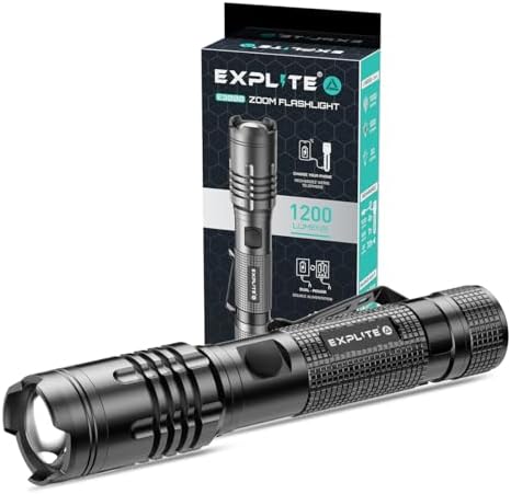 EXPLITE Rechargeable Flashlight USB-C Magnetic Zoom Dual Power 3AAA ...