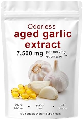 Aged Garlic Extract (7500mg) I 15:1 Concentrate, 300 Softgels I 2-Year ...