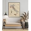 Amazon.com: Italy Detailed Map Wall Art - Vintage Map of Italy, Italian ...
