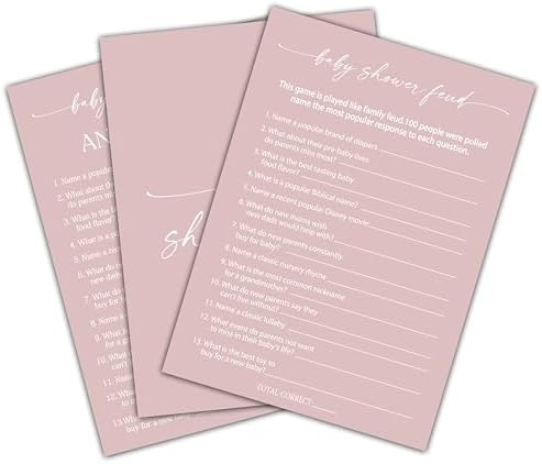 Amazon.com: Chuxvon Blush Pink Baby Shower Game, Baby Shower Feud Game ...