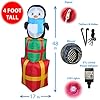 Amazon.com: 4 FT Christmas Inflatable Penguin on Gift Box Yard ...