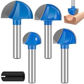 4Pcs 1/4" Shank Cove Box Cemented Router Bit Set, Carbide Round Nose ...