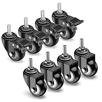 HOLKIE Caster Wheels 2 inch Stem Casters with Brake (Pack of 4) and 2 ...