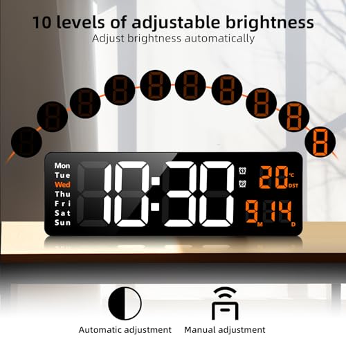 Koolertron Dementia Clock 16.2-inch Day Date Temperature LED Clock ...