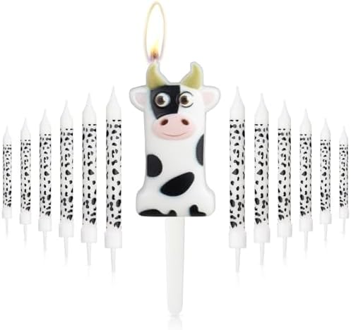 White Black Cow Birthday Candle,Cow Number 1 Candle for Cake, Girls ...