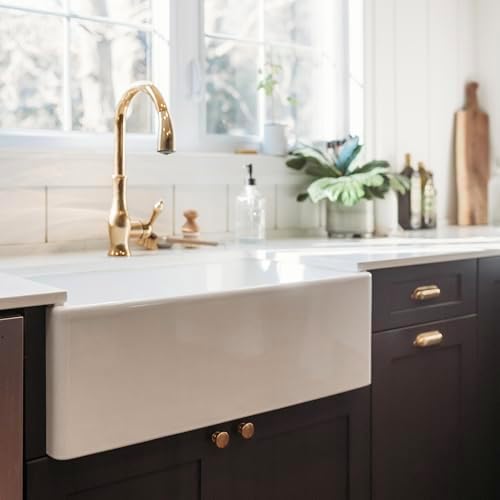 Sinkology Austen 33 Inch Farmhouse Sink White Fireclay Apron Front ...