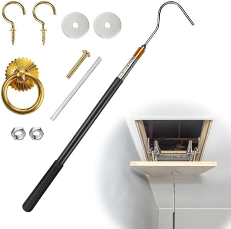 CMANLNYK Scalable Loft Ladder Pole Kit - Loft Ladder Pole with Hook ...