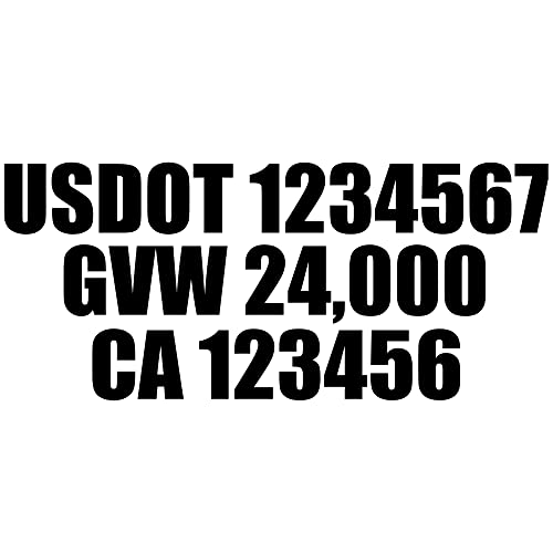 Amazon.com: Set of 2 Custom US DOT USDOT GVW CA Number Truck Decals ...