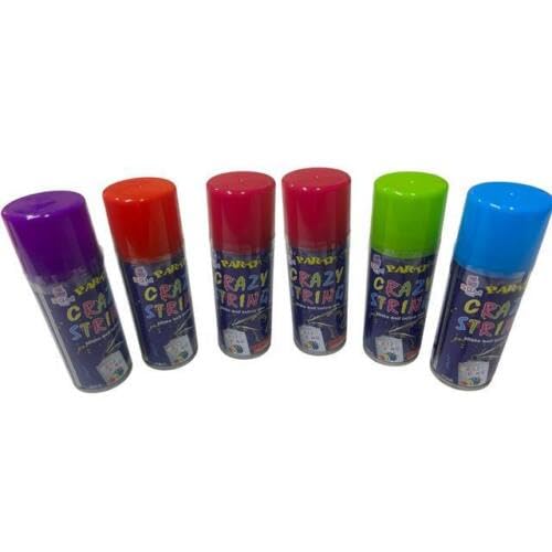 6xSilly Crazy Strings Can Mixed Colours Birthday Wedding Party Spray ...