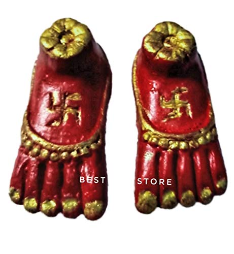 Buy Blossoms Store Teracotta Clay Small Laxmi Charan Paduka with ...