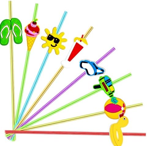 Amazon.com: 24 Reusable Summer beach Pool Drinking Straws, Birthday ...