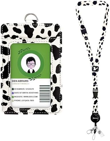 Amazon.com : bolimoss Cow Print Lanyards for ID Badges Holder, Leather ...