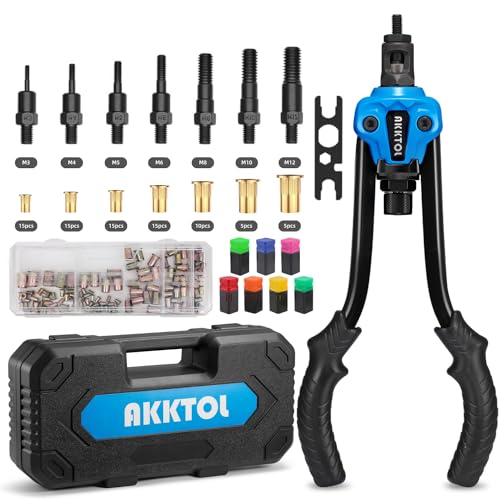 AKKTOL Rivet Nut Tool, Rivnut Tool with 7 Mandrels M3-M4-M5-M6-M8-M10 ...