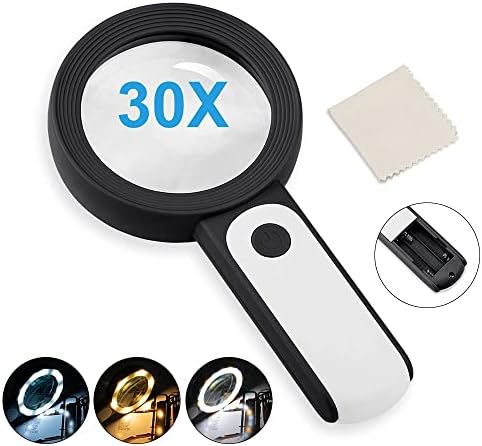 Amazon.com: Nazano Magnifying Glass with 18 LED Lights, 30X Handheld ...