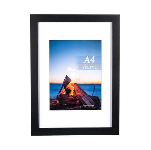 Black Wooden Picture Frames A4 with Mount,A4 Black frame,A4Frame,A4 ...