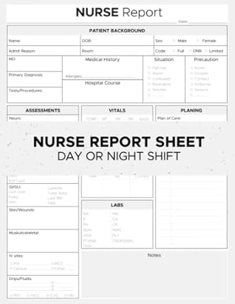 Nurse Report Sheet Notebook Day or Night Shift: Organizing Notes Shifts ...