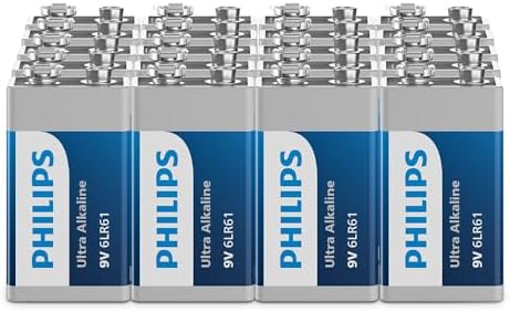 Philips Ultra 9V Alkaline Batteries, 6LR61 - Essential for Smoke ...