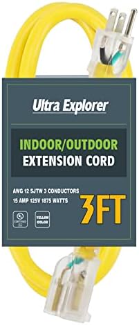 Amazon.com: Ultra Explorer 3 FT Lighted Outdoor Extension Cord Yellow ...