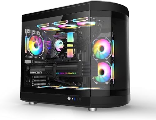 iONZ KZ-T22 Full ATX PC Gaming Case with Curved Panoramic Tempered ...