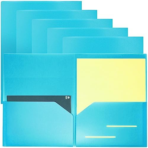 Amazon.com : Youngever 6 Pack Heavy Duty Plastic Two Pocket Folders ...