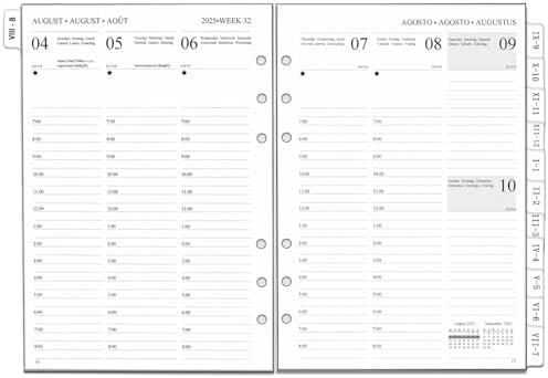 A5 Mid Year Diary Refill 2025 2026 Vertical, 1 Week on 2 Page with Time ...