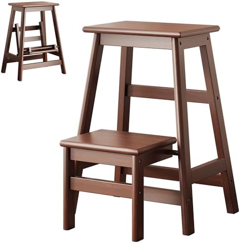 Amazon.com: Costzon Folding 3 Step Stool, 3 in 1 Wooden Step Ladder ...