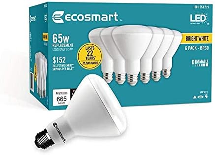 EcoSmart BR30 65W Equivalent Dimmable LED Light Bulbs Bright White (6 ...