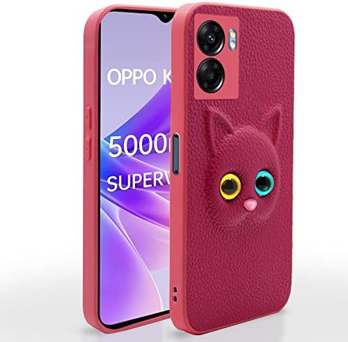 Pikkme Oppo K10 5G Back Cover for Girls | Cute Cat Leather Finish ...