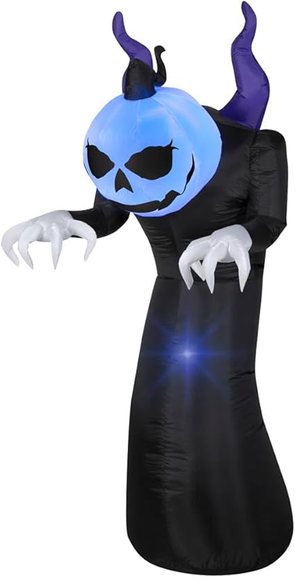 Amazon.com: Gemmy Airblown Inflatable Pumpkin Head Creeper Reaper (Blue ...