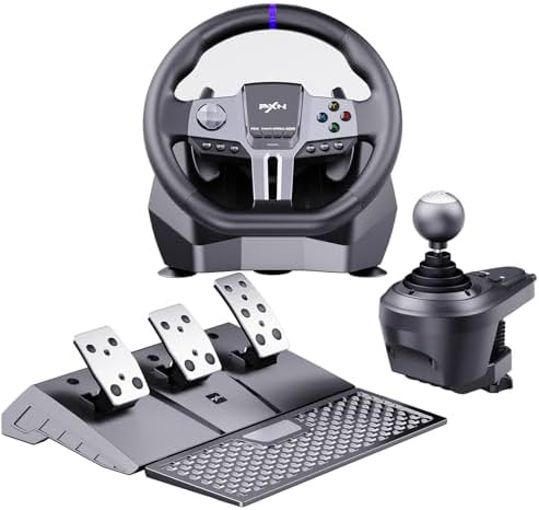 PXN V9 GEN2 PC Steering Wheel, PS4 Steering Wheel with Shift Levers ...
