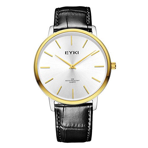 EYKI OVERFLY Luxury Brand Genuine Leather Strap Display Men's Quartz ...