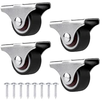 4pcs Mini Caster Wheels, Side Mount Caster Metal Rubber Fixed Caster ...
