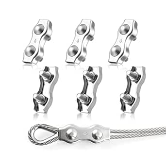 LYCXAMES M6 Duplex Clamp, Pack of 6 Wire Rope Clamps, Stainless Steel ...