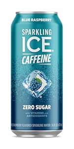 Amazon.com: Sparkling Ice Caffeine, Blue Raspberry Sparkling Water with Caffeine, Zero Sugar ...