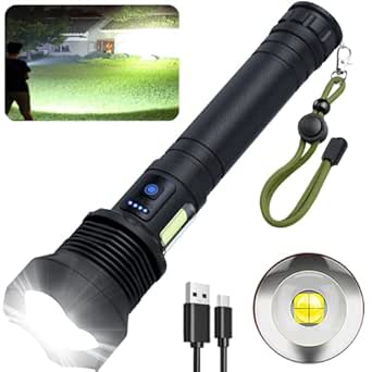 Flashlights High Lumens Rechargeable,MILAOSHU 90000 Lumen Super Bright ...